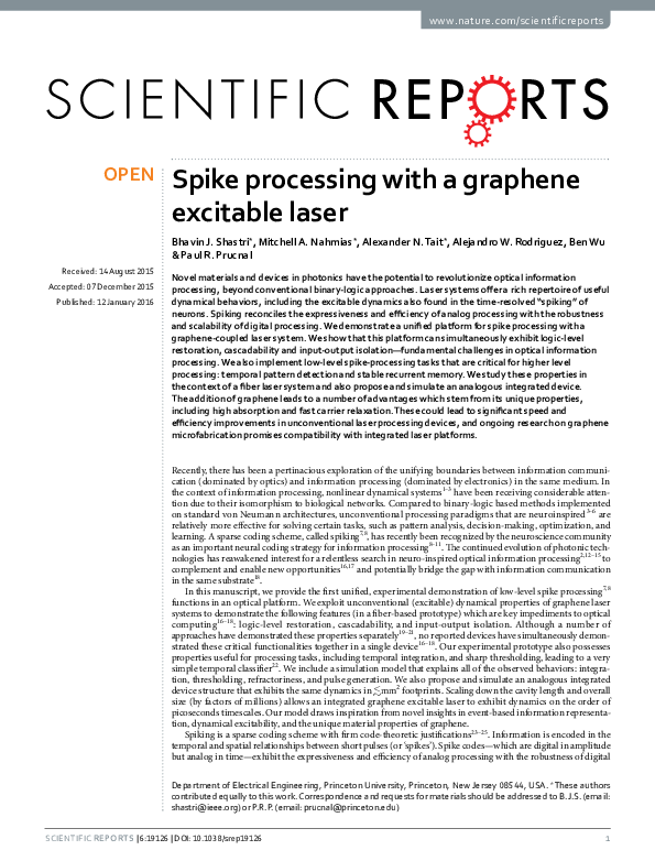 (PDF) Dynamical laser spike processing