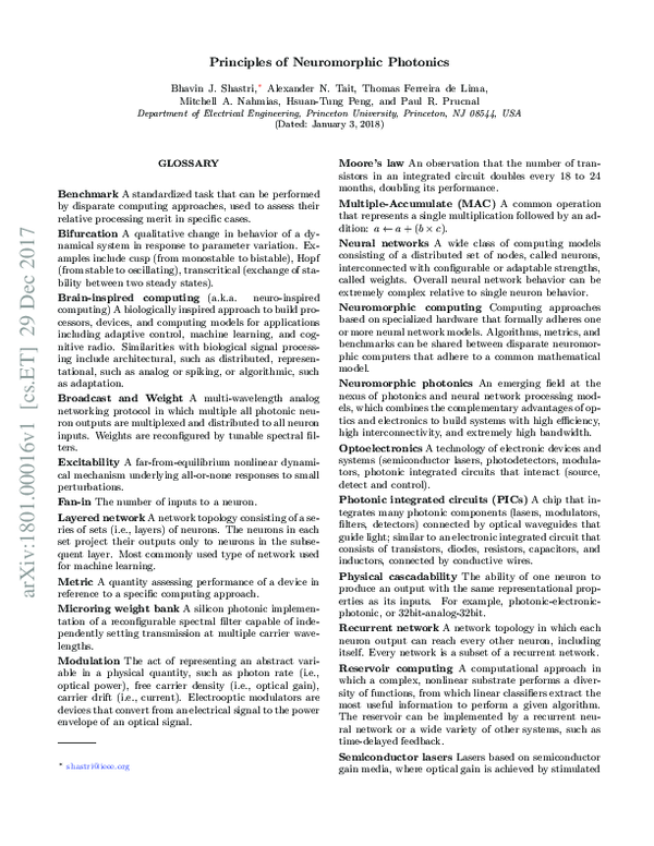 (PDF) Neuromorphic Photonics, Principles of