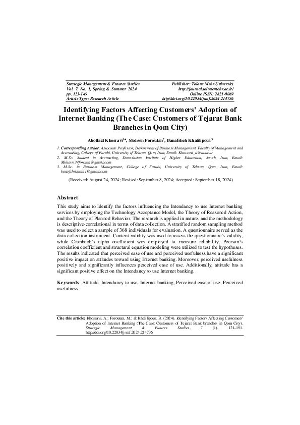 (PDF) Identifying Factors Affecting Customers' Adoption of Internet Banking (The Case: Customers ...