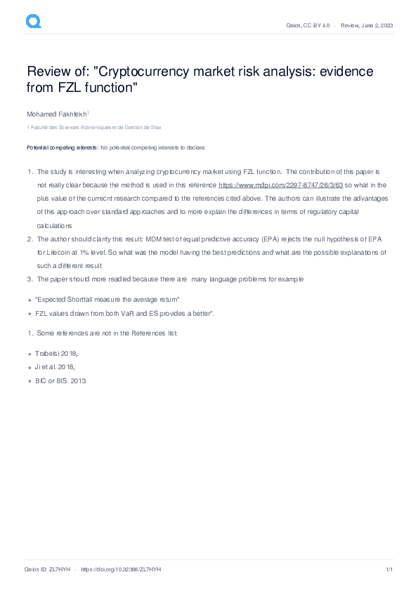 (PDF) Review of: "Cryptocurrency market risk analysis: evidence from ...