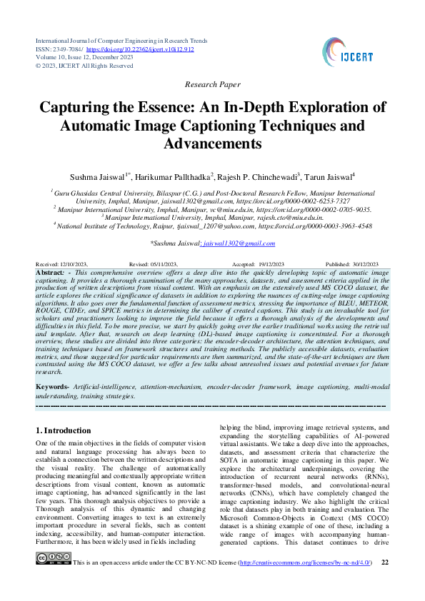 (PDF) Capturing the Essence: An In-Depth Exploration of Automatic Image Captioning Techniques ...