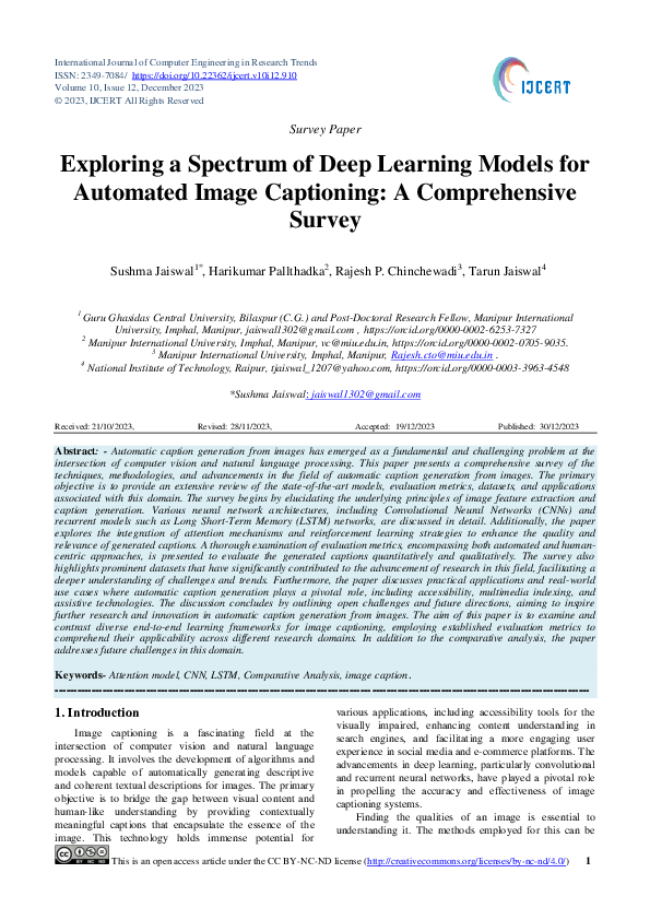(PDF) Exploring a Spectrum of Deep Learning Models for Automated Image Captioning: A ...