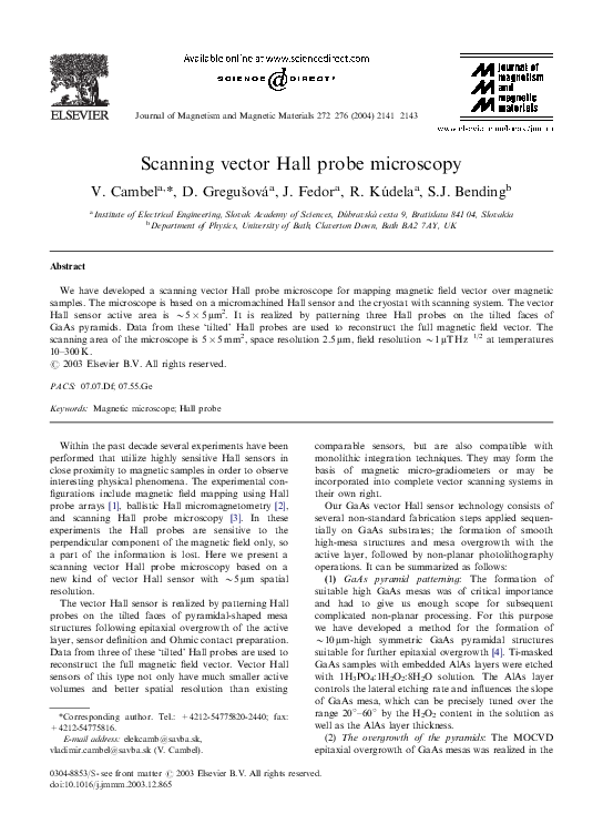 (PDF) Scanning vector Hall probe microscopy