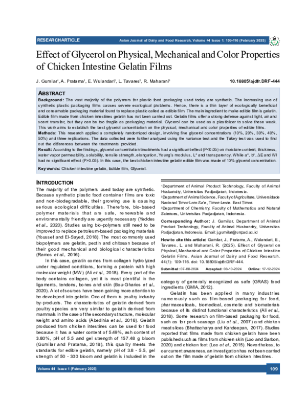 (PDF) Effect of Glycerol on Physical, Mechanical and Color Properties ...