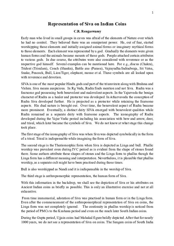 (PDF) Representation of Siva on Indian Coins