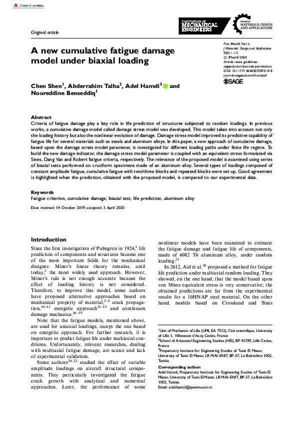 (PDF) A new cumulative fatigue damage model under biaxial loading