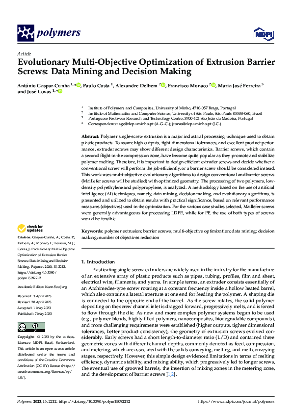 (PDF) Evolutionary Multi-Objective Optimization of Extrusion Barrier ...