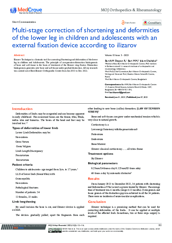 (PDF) Multi-stage correction of shortening and deformities of the lower ...