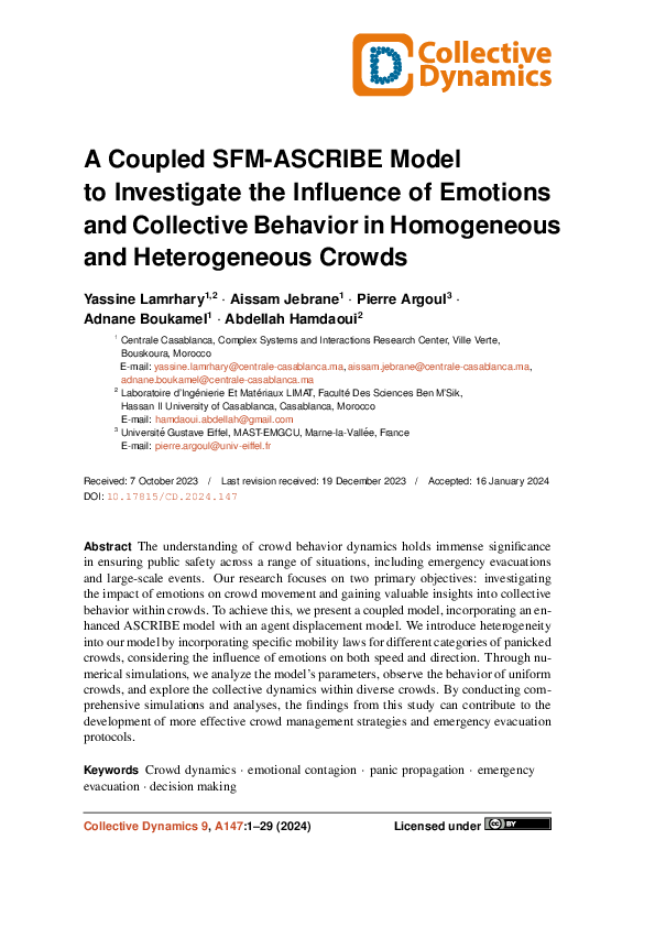 (PDF) A Coupled SFM-ASCRIBE Model To Investigate the Influence of Emotions and Collective ...