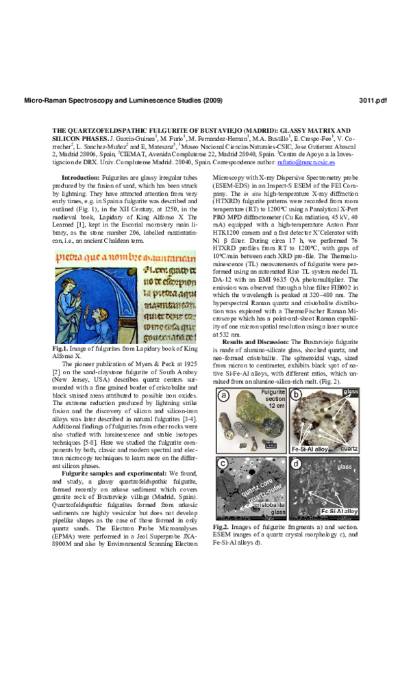 (PDF) The quartzofeldspathic fulgurite of Bustarviejo (Madrid): glassy ...