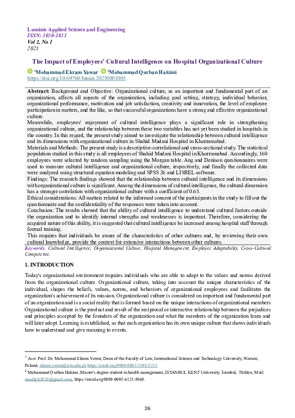 (PDF) The Impact of Employees' Cultural Intelligence on Hospital ...
