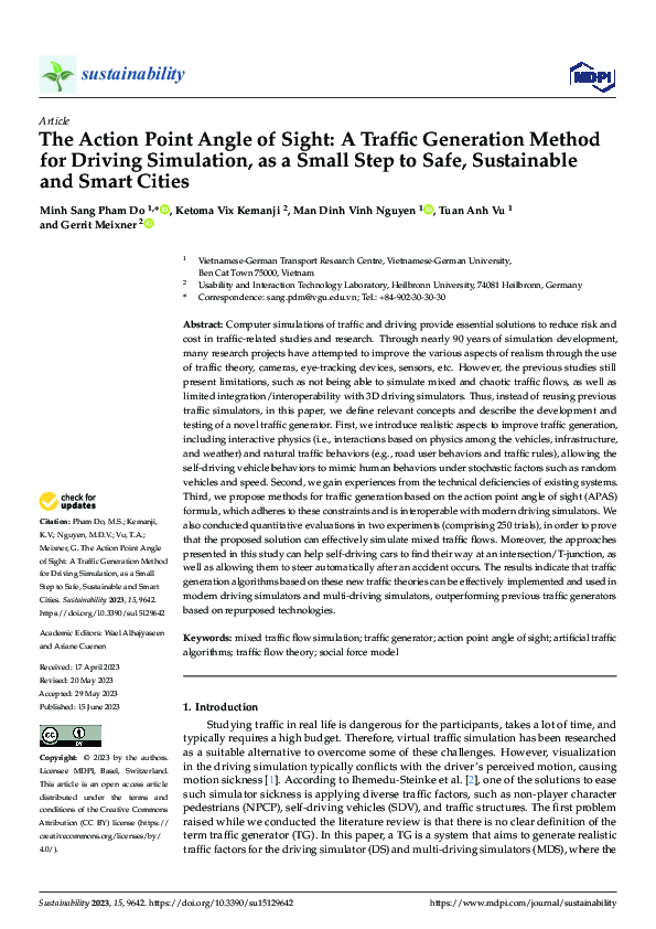 (PDF) The Action Point Angle of Sight: A Traffic Generation Method for ...