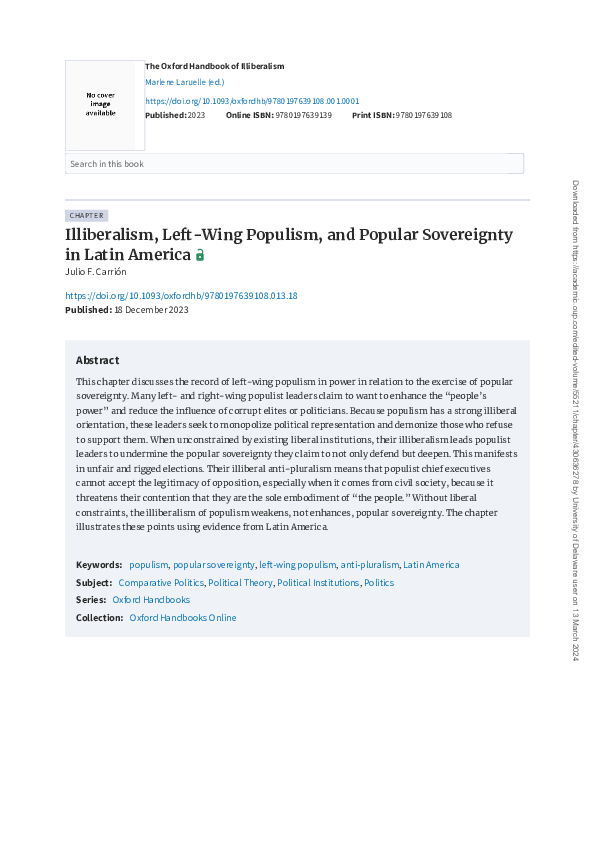 (PDF) Illiberalism, Left-Wing Populism, and Popular Sovereignty in ...
