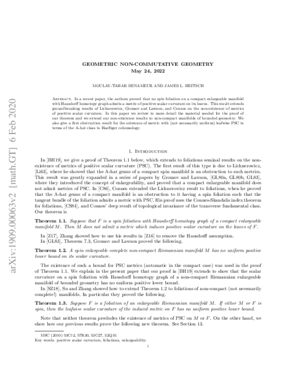 (PDF) Geometric non-commutative geometry