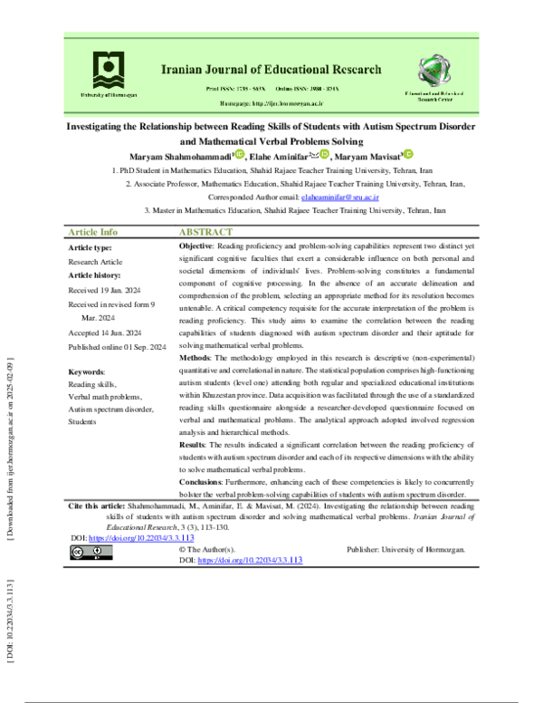 (PDF) Investigating the relationship between reading skills of students with autism spectrum ...