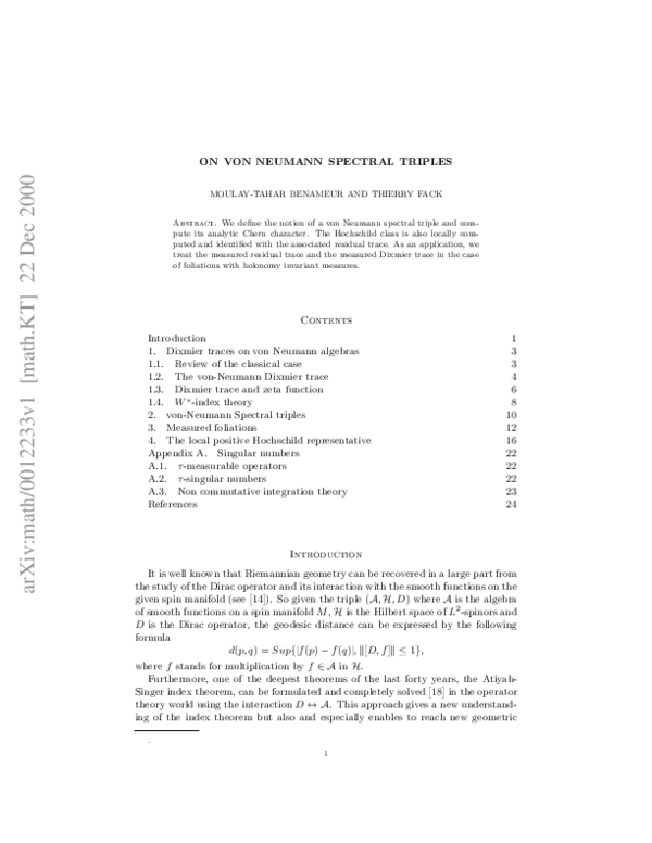 (PDF) On Von Neumann Spectral Triples