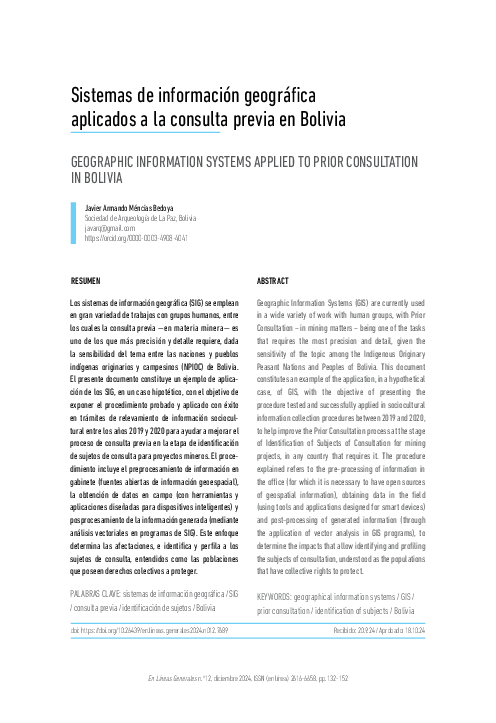 (PDF) Sistemas de información geográfica aplicados a la consulta previa en Bolivia GEOGRAPHIC ...
