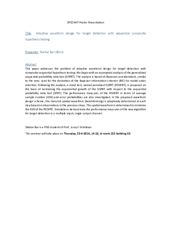 Pdf Adaptive Waveform Design For Target Detection With Sequential