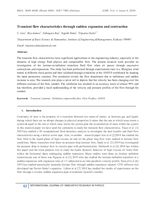 (PDF) Transient flow characteristics through sudden expansion and ...