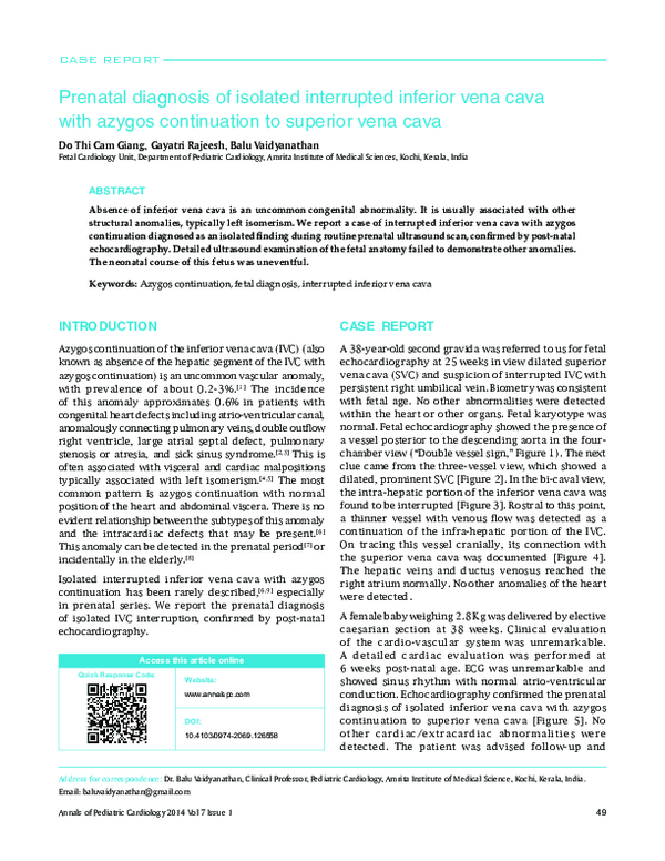 (PDF) Prenatal diagnosis of isolated interrupted inferior vena cava ...