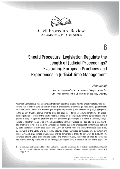 (PDF) Should Procedural Legislation Regulate the Length of Judicial ...