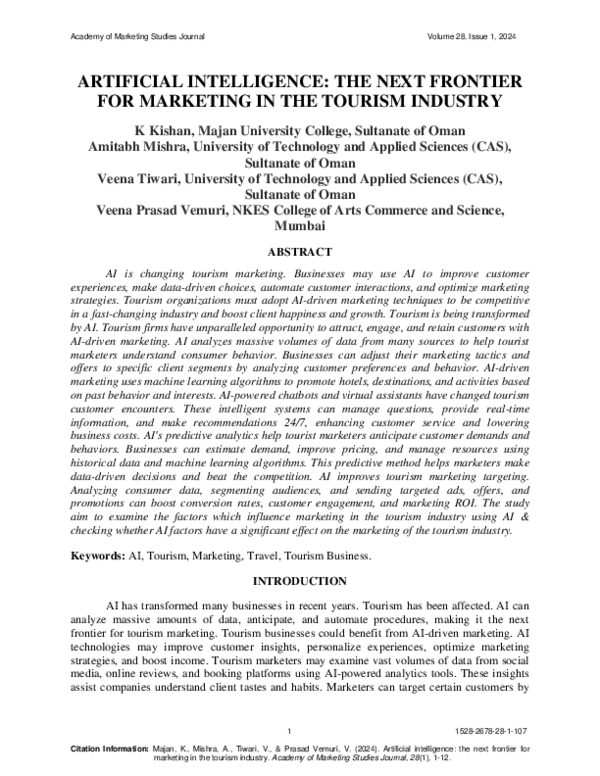 (PDF) ARTIFICIAL INTELLIGENCE: THE NEXT FRONTIER FOR MARKETING IN THE ...