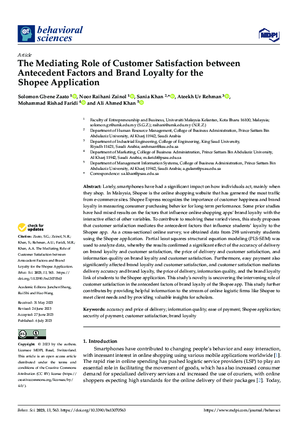(PDF) The Mediating Role of Customer Satisfaction between Antecedent Factors and Brand Loyalty ...