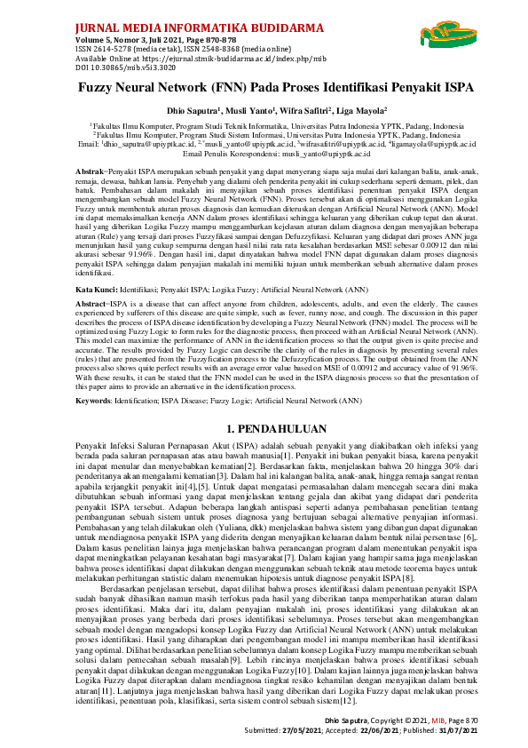 (PDF) Fuzzy Neural Network (FNN) Pada Proses Identifikasi Penyakit ISPA
