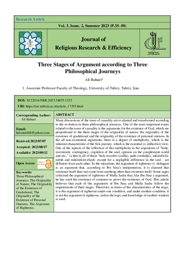 (PDF) Three Stages of Argument according to Three Philosophical Journeys