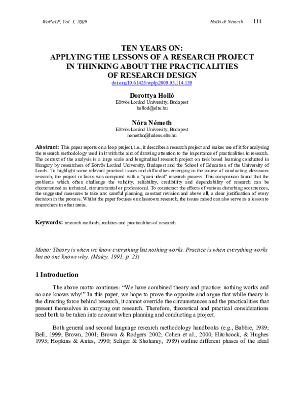 (PDF) Ten Years On: Applying the Lessons of a Research Project in ...