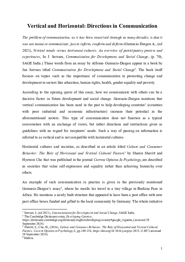 (PDF) Vertical and Horizontal: Directions in Communication