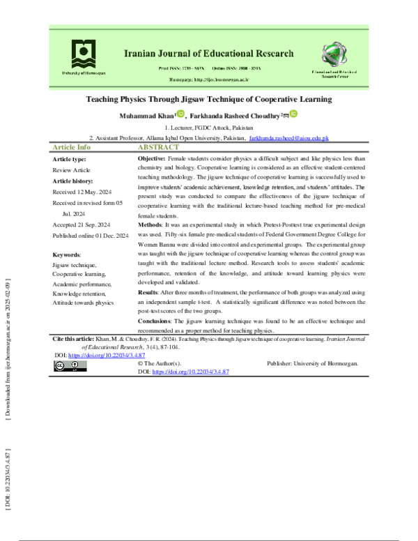 (PDF) Teaching Physics Through Jigsaw Technique of Cooperative Learning
