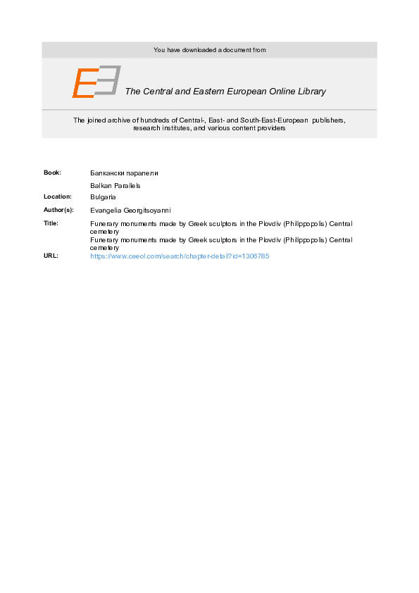 (PDF) Funerary monuments made by Greek sculptors in the Plovdiv ...