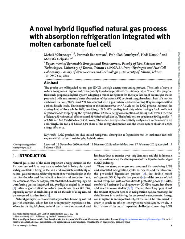 (PDF) A novel hybrid liquefied natural gas process with absorption refrigeration integrated with ...
