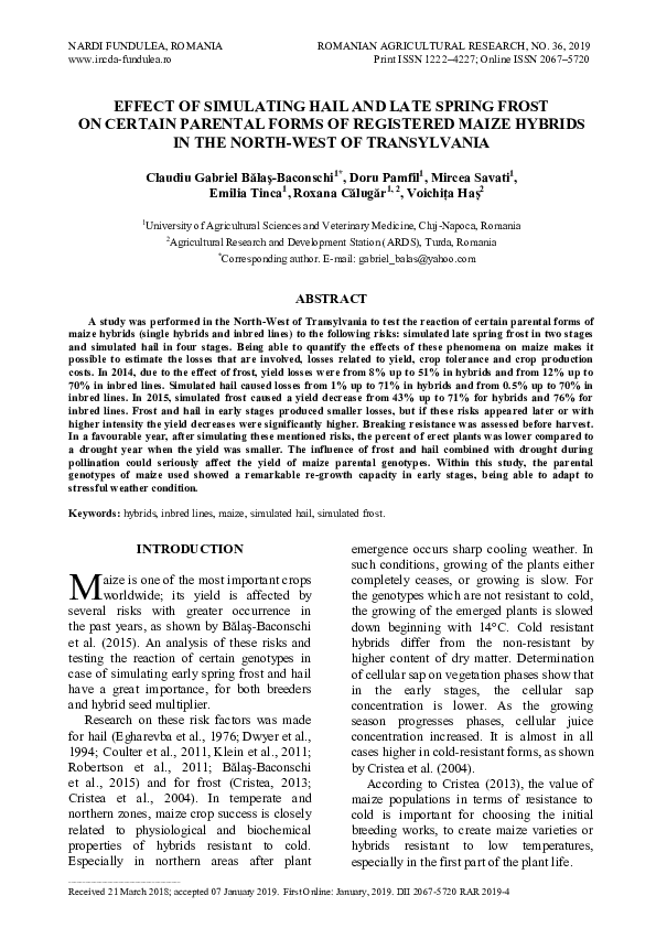 (PDF) Effect of Simulating Hail and Late Spring Frost on Certain ...