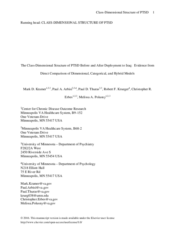 (PDF) The class-dimensional structure of PTSD before and after ...