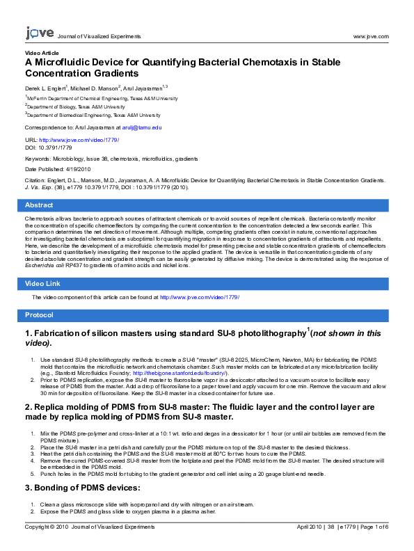 (PDF) A Microfluidic Device for Quantifying Bacterial Chemotaxis in ...