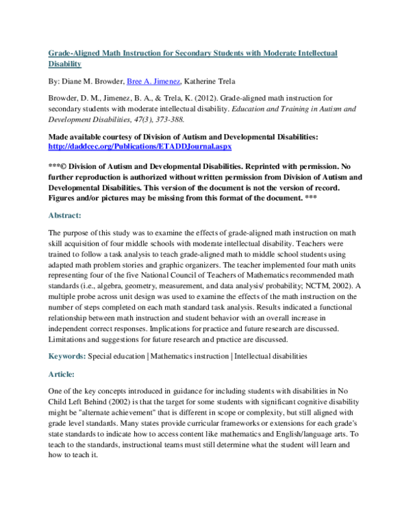 (PDF) Grade-Aligned Math Instruction for Secondary Students with ...