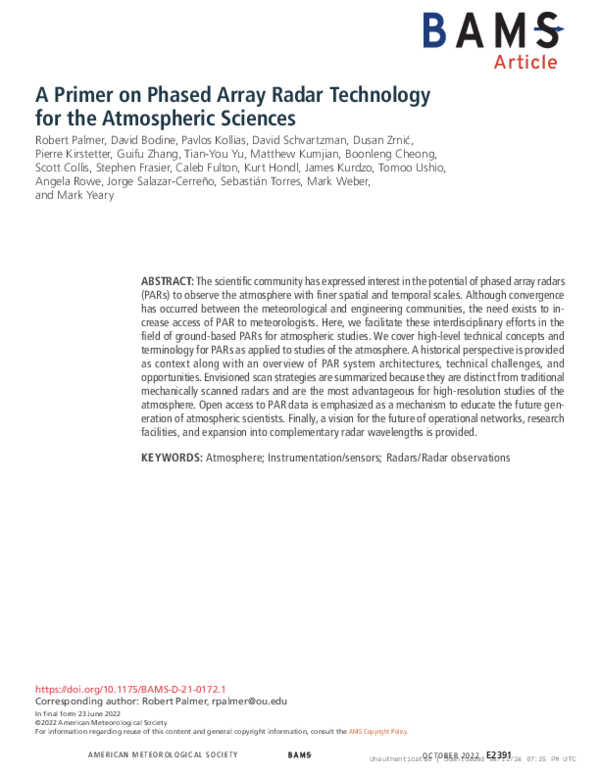 (PDF) A Primer on Phased Array Radar Technology for the Atmospheric ...