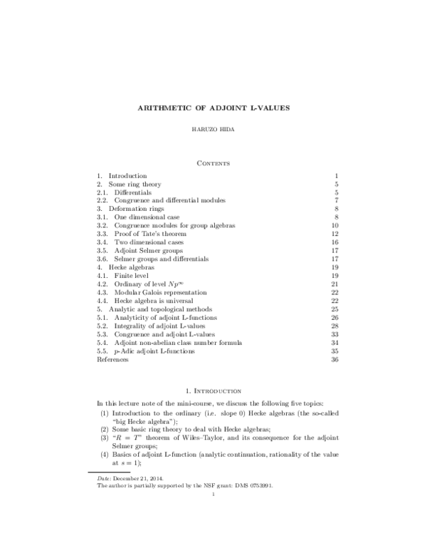 (PDF) Arithmetic of adjoint L-values