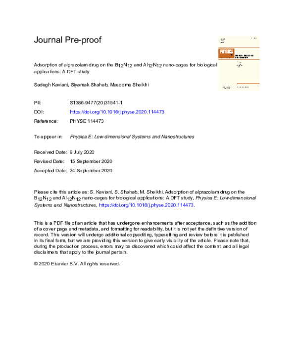 (PDF) Adsorption of alprazolam drug on the B12N12 and Al12N12 nano ...