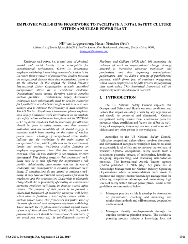 (PDF) Employee well-being framework to facilitate a total safety ...