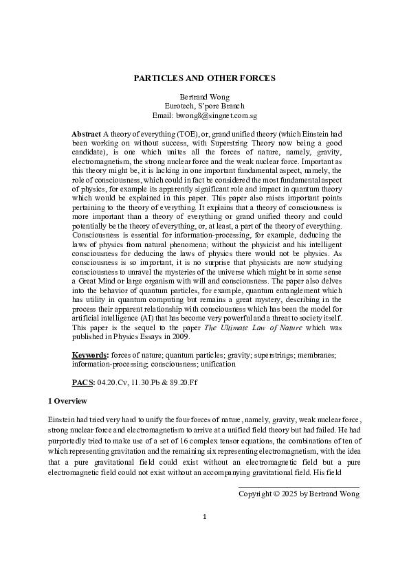 (PDF) PARTICLES AND OTHER FORCES