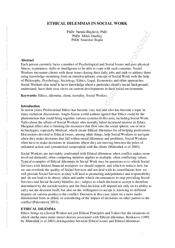 (PDF) Ethical Dilemmas in Social Work