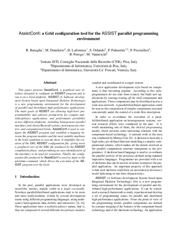 (PDF) AssistConf: a Grid configuration tool for the ASSIST parallel programming environment