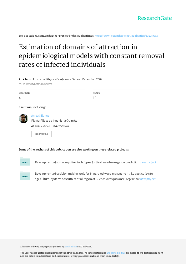 (PDF) Estimation of domains of attraction in epidemiological models ...