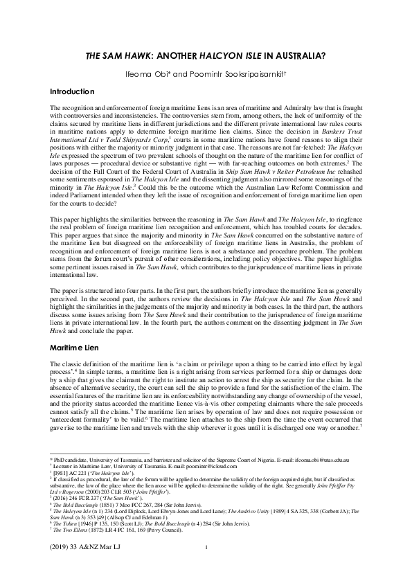 (PDF) The Sam Hawk: Another ‘Halcyon Isle’ in Australia?