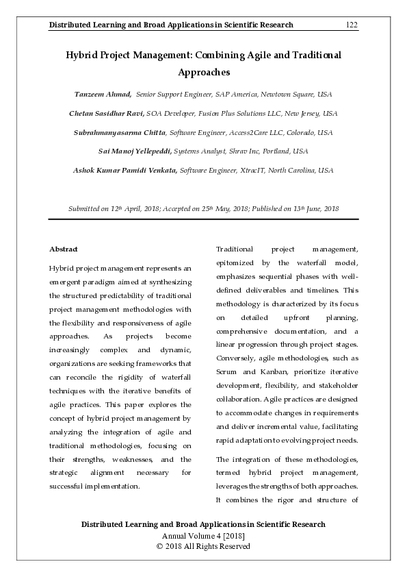 (PDF) Hybrid Project Management: Combining Agile and Traditional Approaches