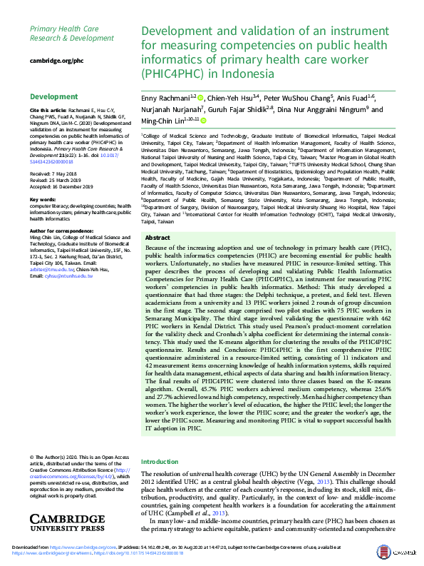 (PDF) Development and validation of an instrument for measuring ...