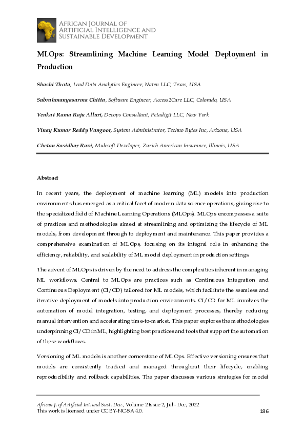 (PDF) MLOps: Streamlining Machine Learning Model Deployment in Production